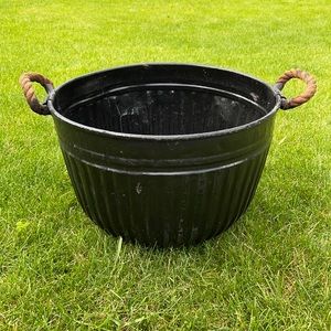 Accents | Vintage Round Rope Handles Farm Tub Planter Metal Galvanized ...